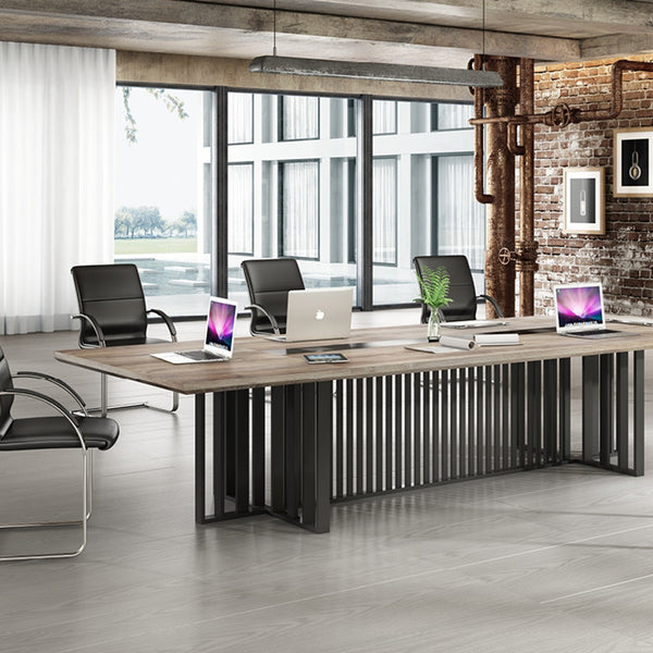 VIDAL Boardroom Table 2.4m x 1.2m - Warm Oak & Black – Modern Furniture