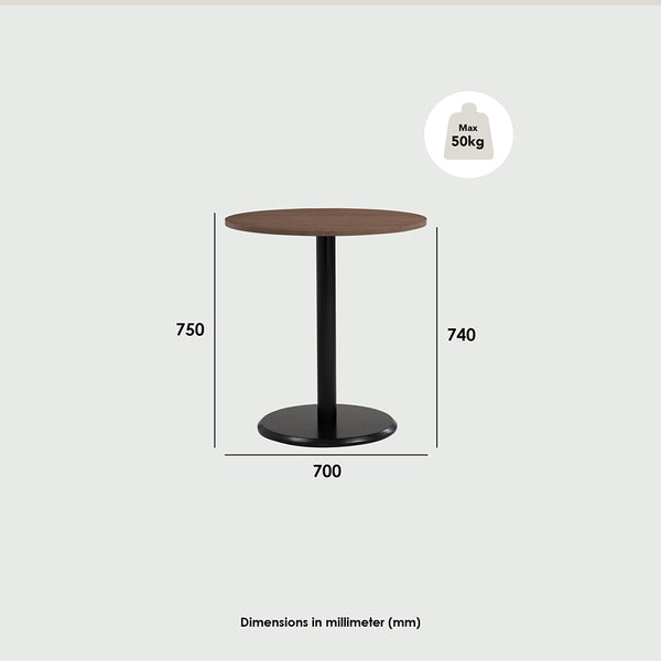 RUNDA Round Dining Table 70cm - Walnut & Black – Modern Furniture