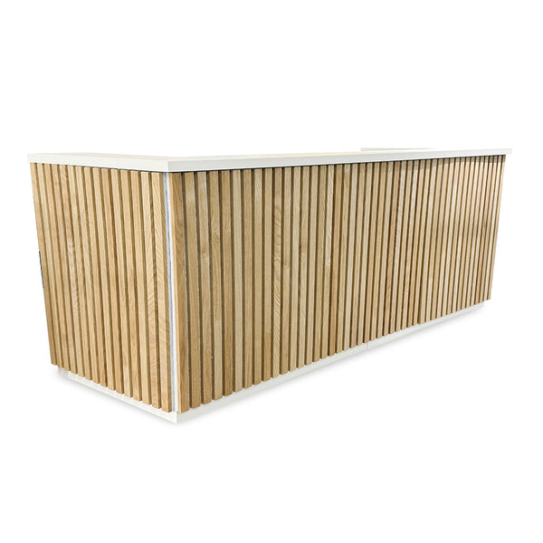 KENTO Reception Desk 240cm - Timber Slat Acoustic White & Oak – Modern ...