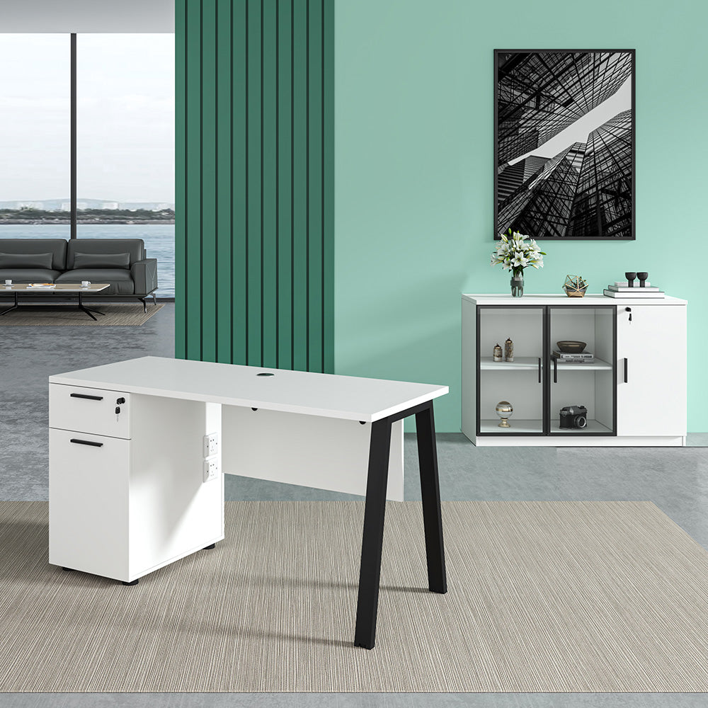 ASPEN Single Workstation 160cm - White & Black – Modern Furniture