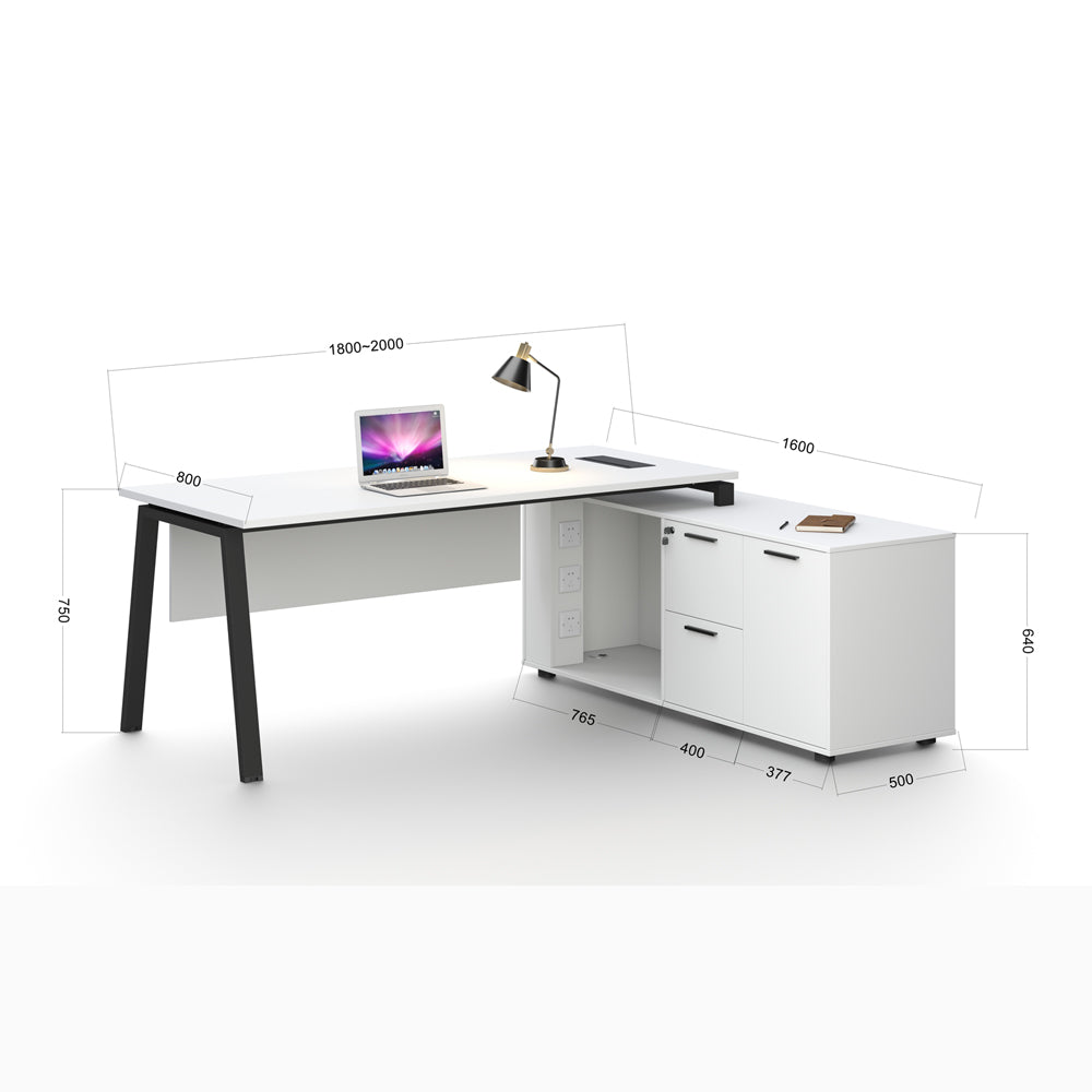 ASPEN Executive Desk Reversible 220-240cm - White & Black – Modern ...