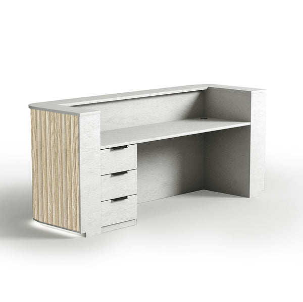 HALO Reception Desk 240cm - Oak & White – Modern Furniture