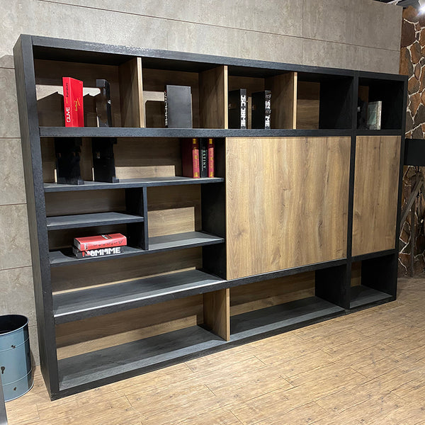 PHOENIX Display Wall Unit 3.0M - Warm Oak & Black – Modern Furniture