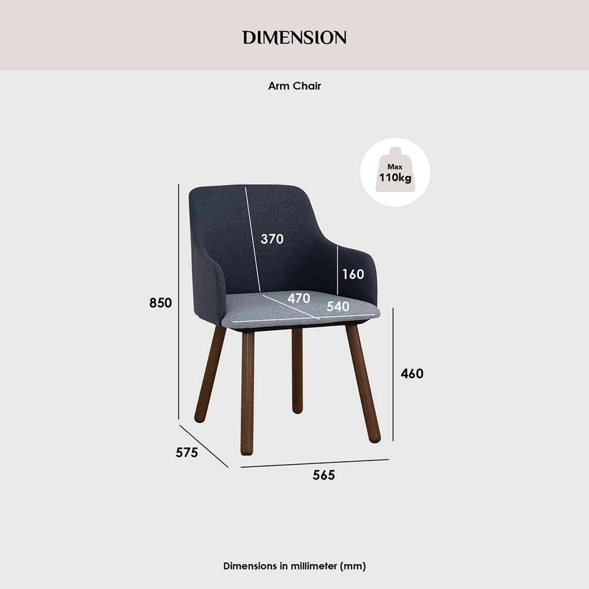 JOLLIN Arm Chair - Walnut & Blue – Modern Furniture