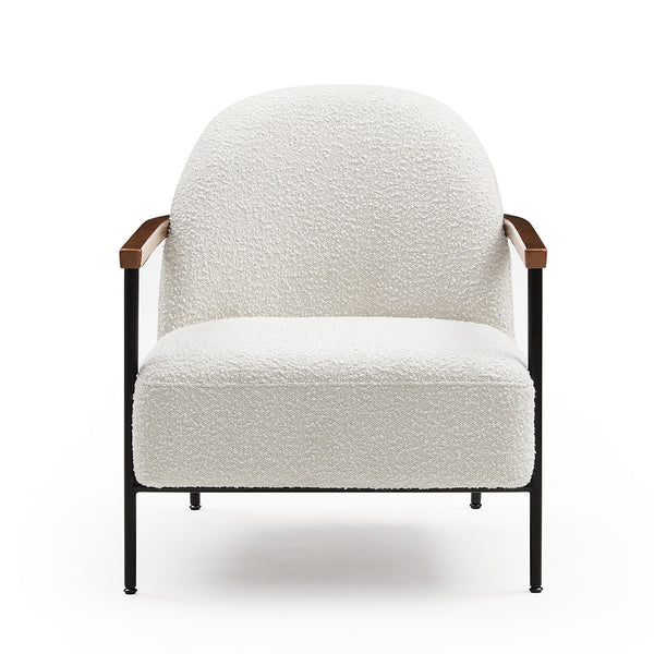 KAZAN Lounge Chair - Off White, Walnut & Black – Modern Furniture