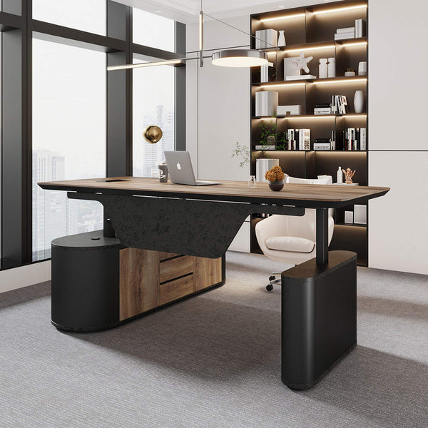 LUCA Sit & Stand Executive Desk with Electric Lift and Reversible Retu ...