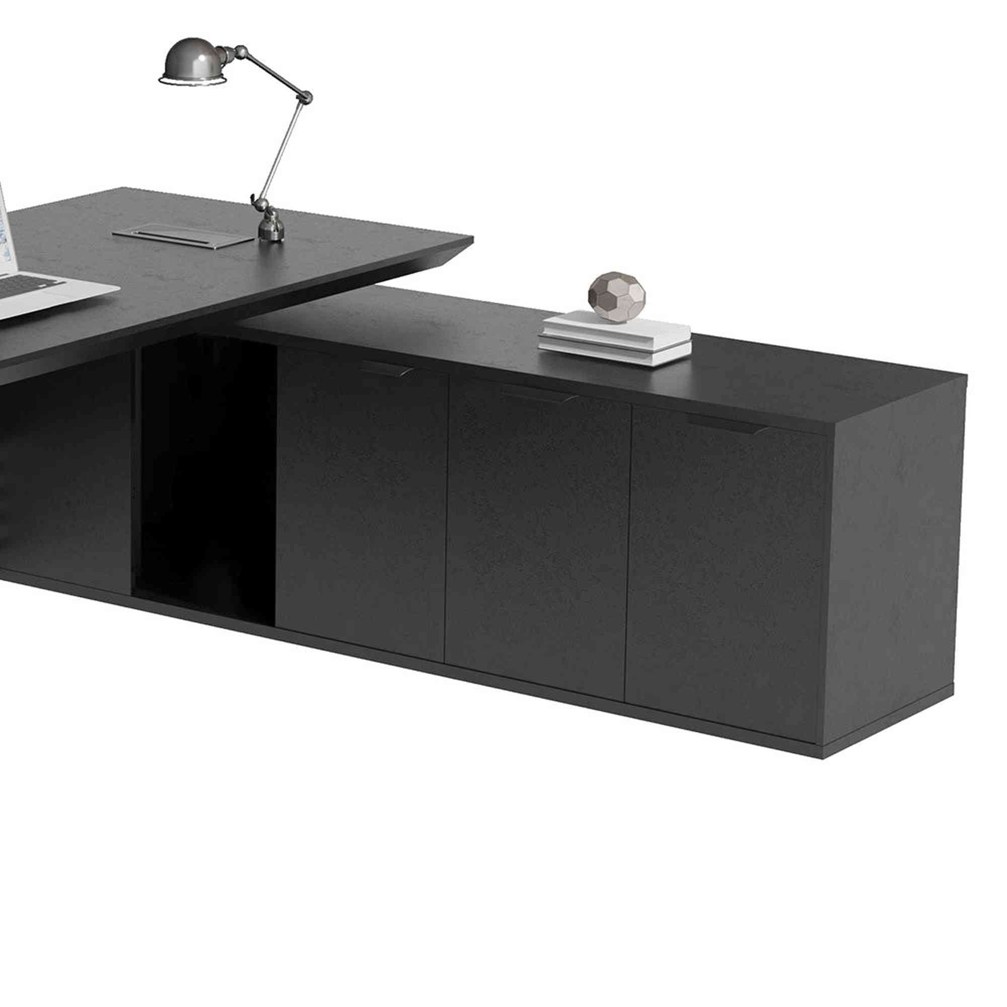 PHOENIX Black Executive Desk with Right Return 2.2M - Black Concrete ...