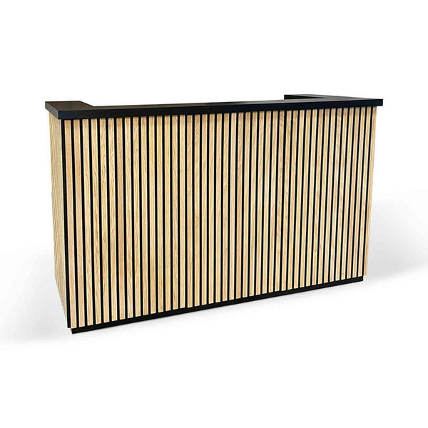 KENTO Reception Desk 180cm - Timber Slat Acoustic Black & Oak – Modern ...