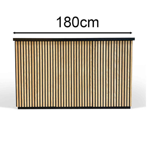 KENTO Reception Desk 180cm - White & Oak Timber Slat Acoustic – Modern ...