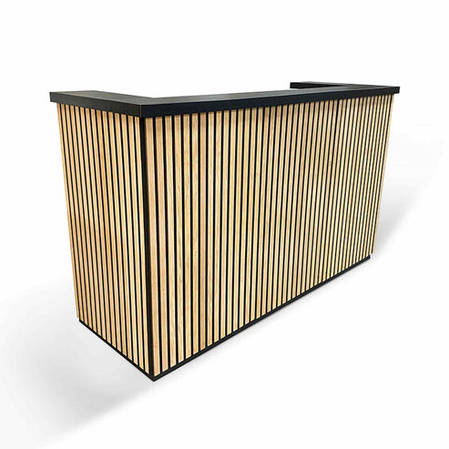 KENTO Reception Desk 180cm - Timber Slat Acoustic Black & Oak – Modern ...