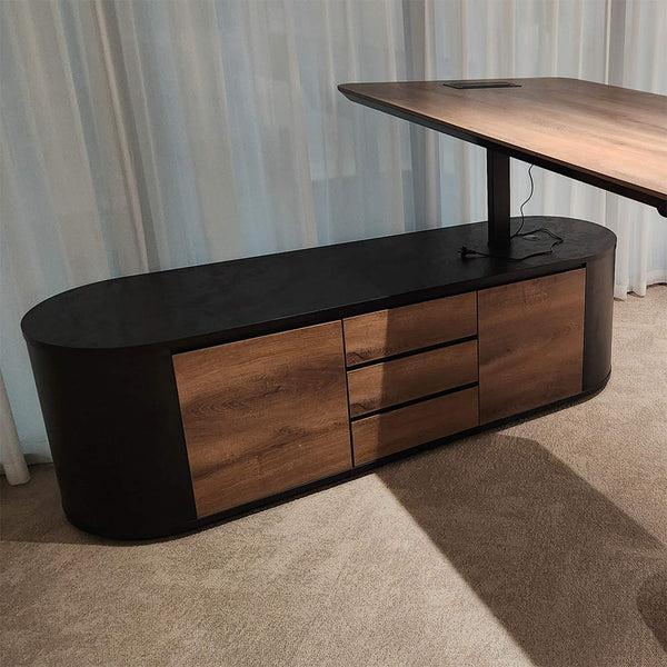 LUCA Sit & Stand Executive Desk with Electric Lift and Reversible Retu ...