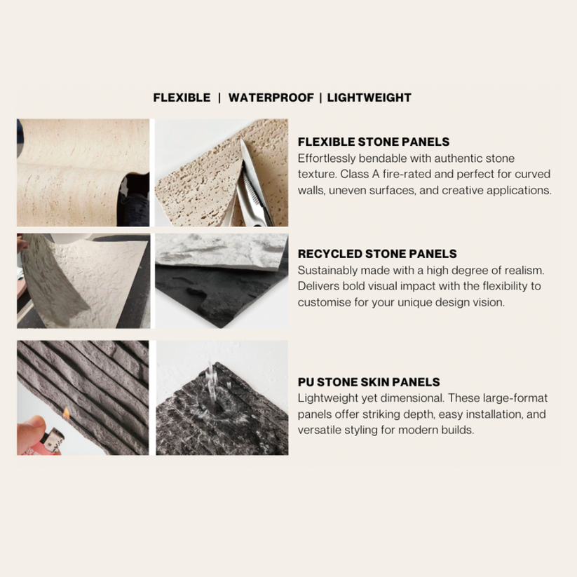 WOODFLEX FLEXIBLE SOFT STONE PANEL- STARY STONE White - 2700 x 600mm ...