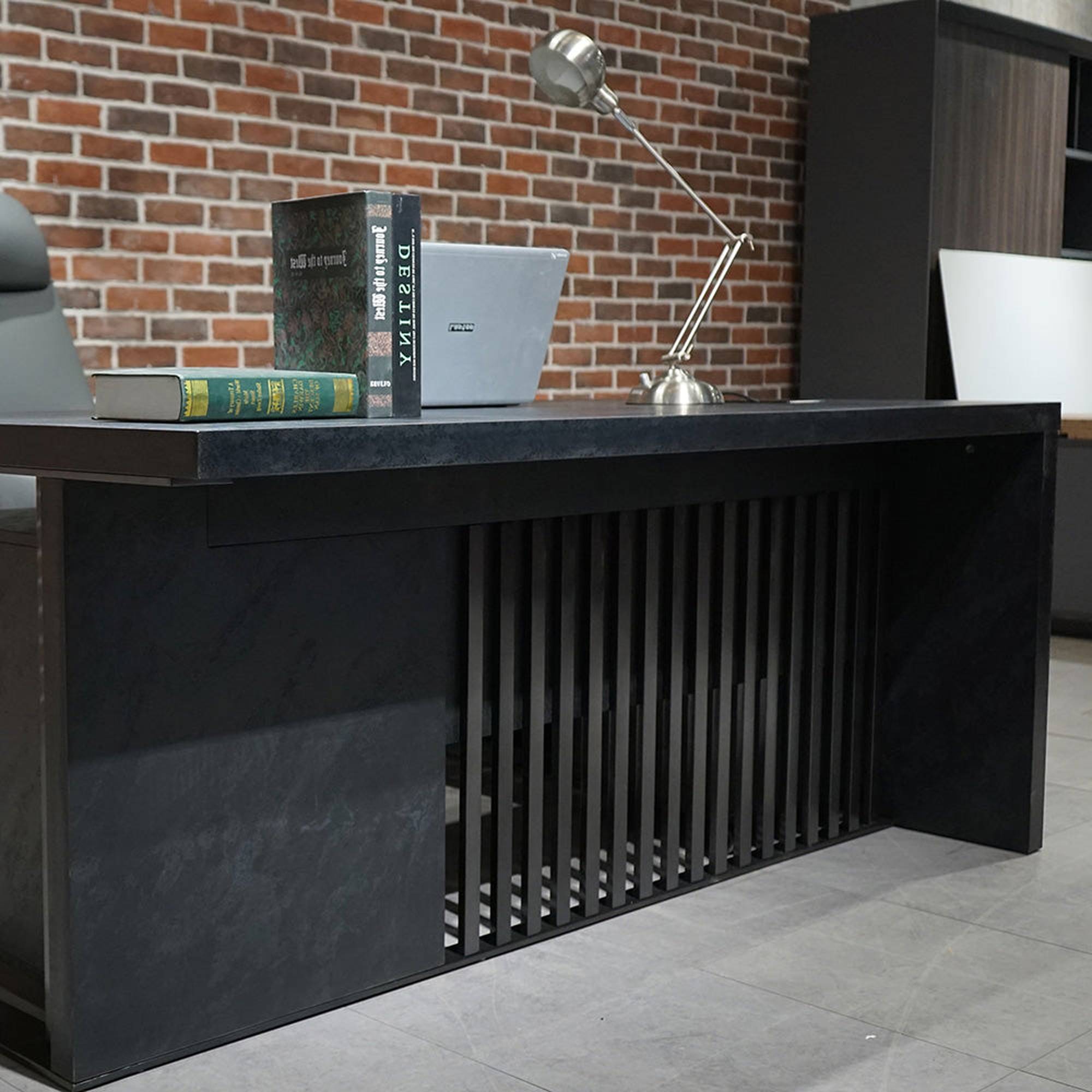 AFTAN Black Executive Desk with Pedestal & Left Mobile Return 180cm ...