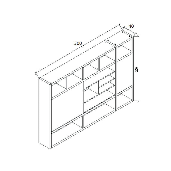 PHOENIX Display Wall Unit 3.0M - Warm Oak & Black – Modern Furniture