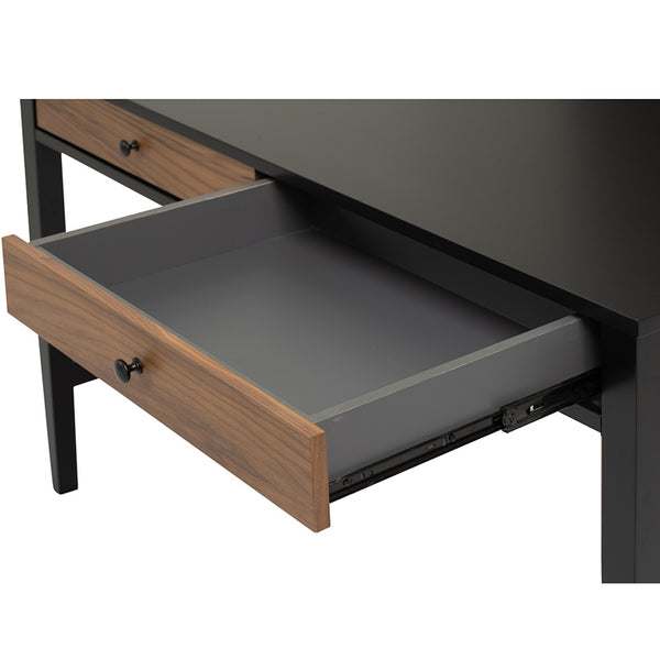 CONALL Study Desk 120cm - Walnut & Black – Modern Furniture