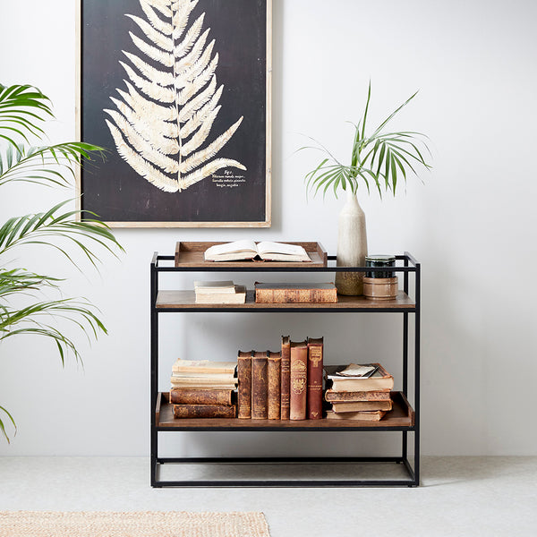 RIVOLI Display Unit Console 90cm - Natural Oak / Black – Modern Furniture