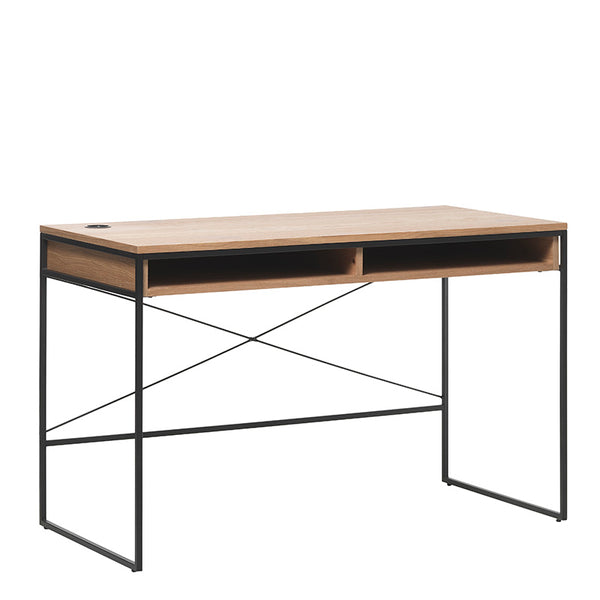 RIVOLI Study Desk 120cm - Natural Oak & Black – Modern Furniture