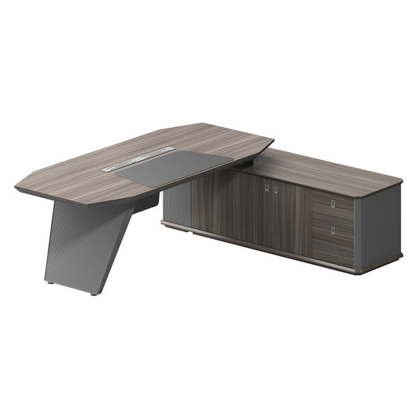 MADDOK Executive Desk with Right Return 200cm - Chocolate & Charcoal G ...