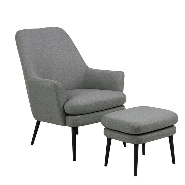 KENDRA Lounge Chair with Footstool - Grey – Modern Furniture