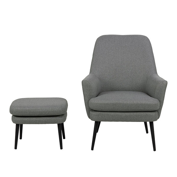 KENDRA Lounge Chair with Footstool - Grey – Modern Furniture