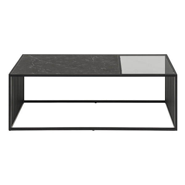 STRINGTON Rectangular Coffee Table 120cm - Black Marble Effect – Modern ...