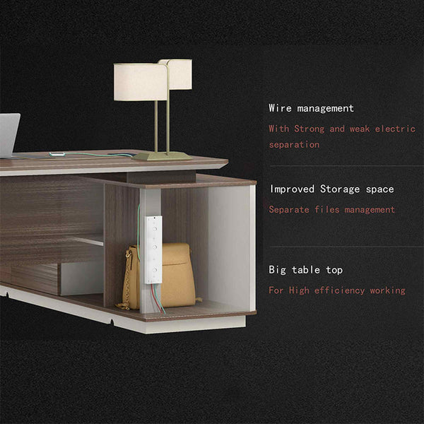 ANDERS Executive Desk Reversible Return 2.4M - Hazelnut & Beige ...