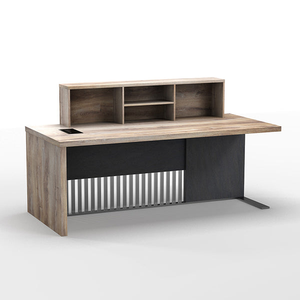 AFTAN Reception Desk Left Panel 180cm - Warm Oak & Black – Modern Furniture