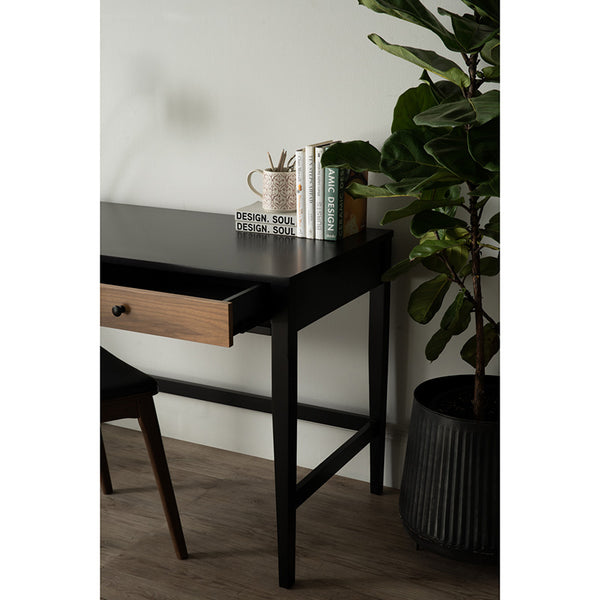 CONALL Study Desk 120cm - Walnut & Black – Modern Furniture