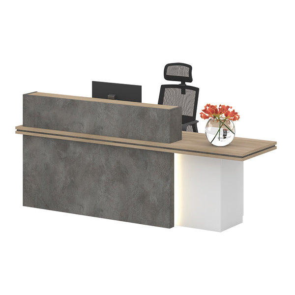 JARIN Reception Desk 2.4M Right Panel - Carbon Grey & White Colour ...