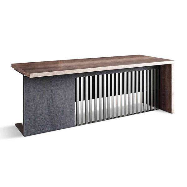 AFTAN Reception Desk Left Panel 180cm - Warm Oak & Black – Modern Furniture