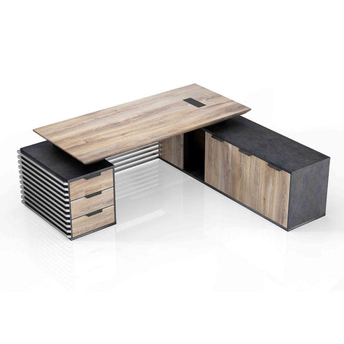 PHOENIX Executive Desk with Right Return 2.2M - Warm Oak & Black ...