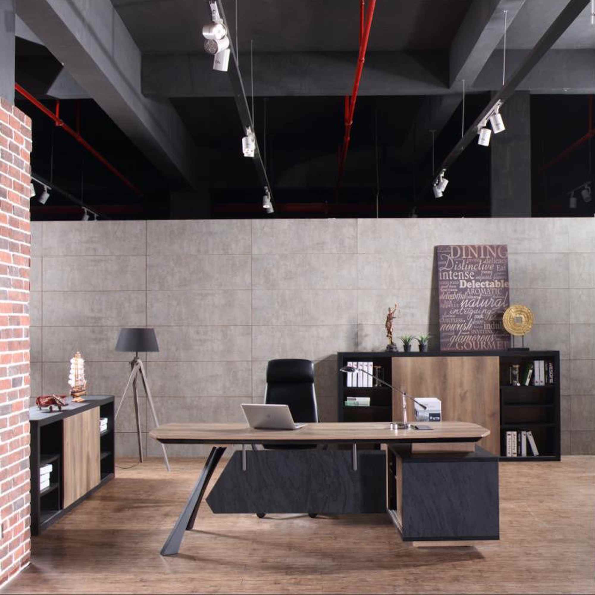 AFTAN Display Unit 240cm - Warm Oak & Black – Modern Furniture