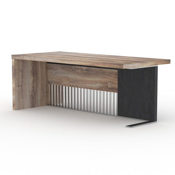 AFTAN Reception Desk Left Panel 180cm - Warm Oak & Black – Modern Furniture