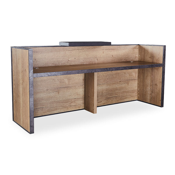 DEWITT Reception Desk 2.4M - Tobacco & Dark Concrete – Modern Furniture
