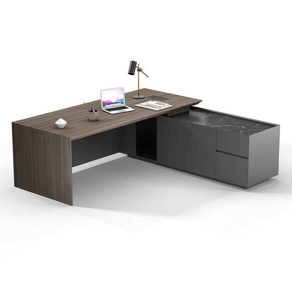ARMANDO Executive Desk 220cm Right Return - Hazelnut & Grey – Modern ...