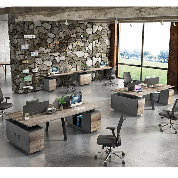 ARTO Single Workstation Desk with Right Cabinet 1.2M - Warm Oak & Blac ...